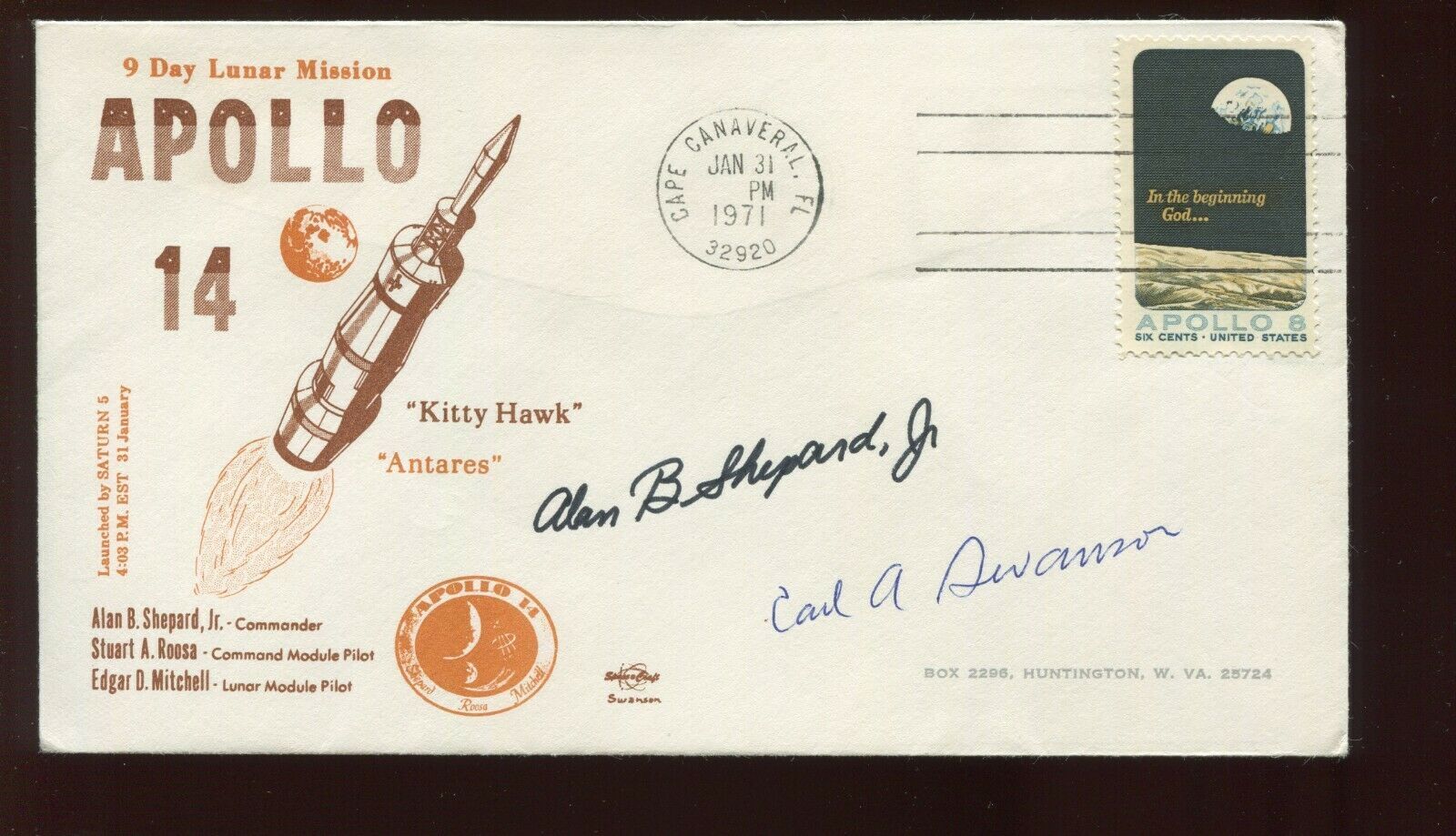 CARL SWANSON OF SPACECRAFT COVERS SIGNED 1971 APOLLO 14 COVER / HipStamp
