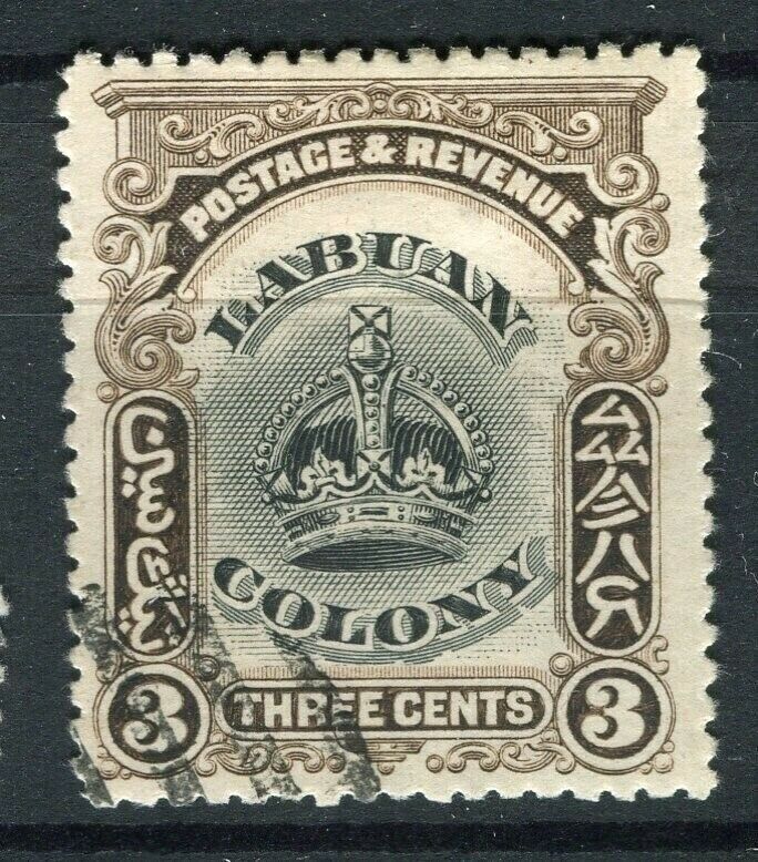 LABUAN; 1902 early classic Crown Colony issue used Shade of 3c. value ...