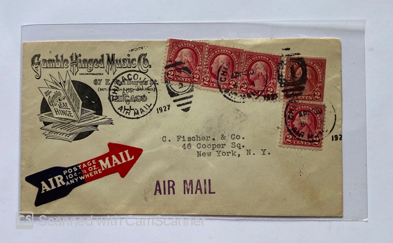 US Letter From Gamble Hinged Music CO.Postmarked Chicago to NY , With ...