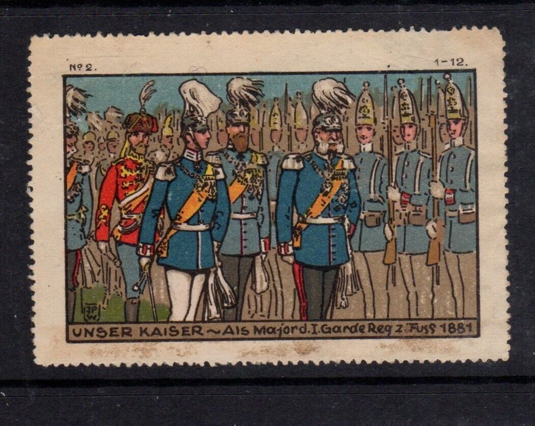 German Advertising Stamp - "Our Kaiser" #2 As Major, Artist JP Werth ...