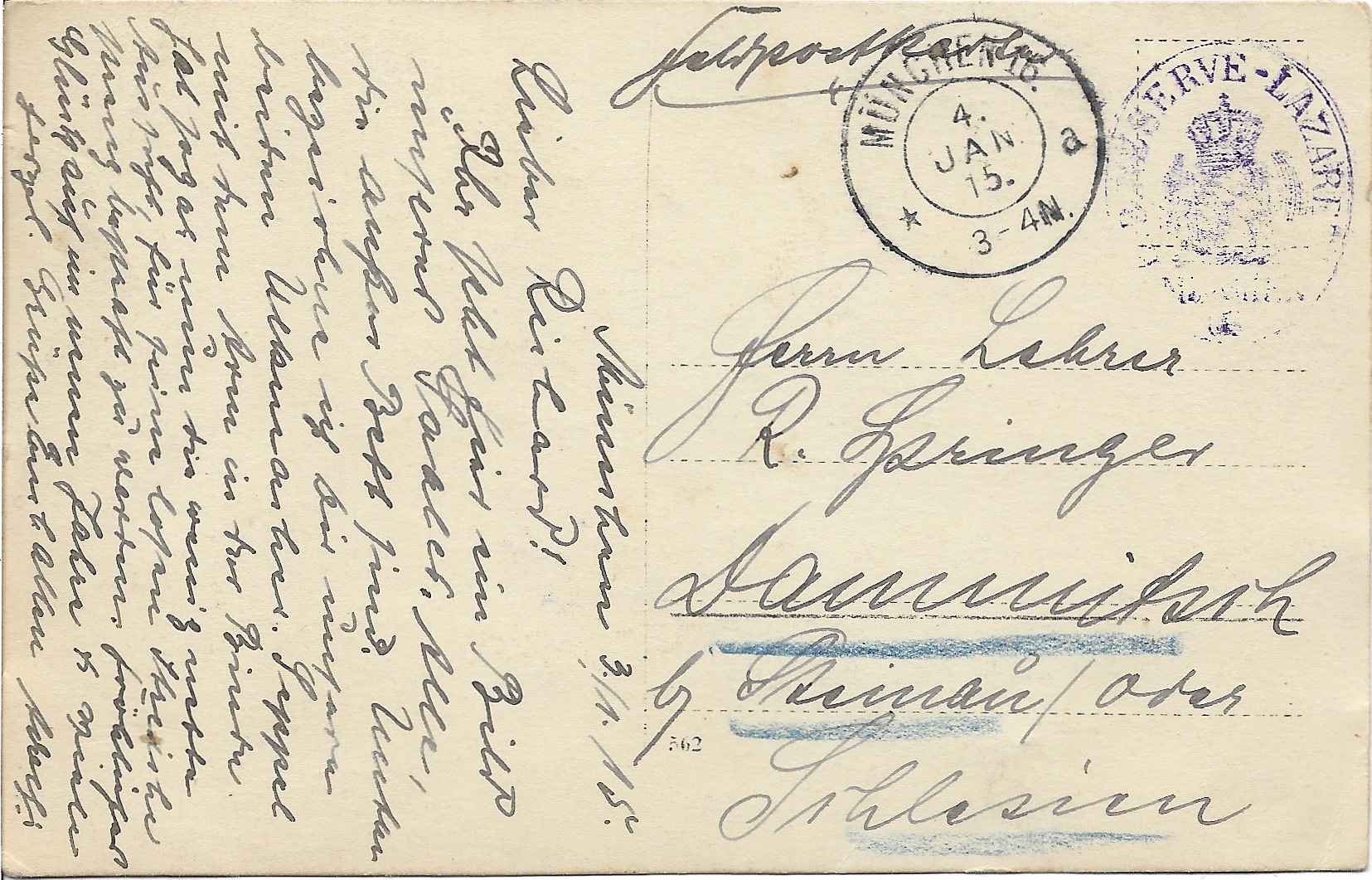 German Empire: World War I Field Post Card 1915 Bavarian Reserve ...