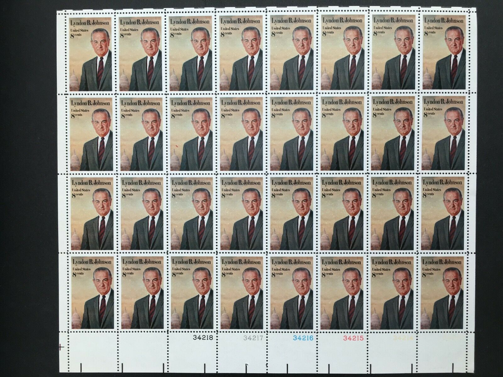 1973 sheet of postage stamps, Lyndon B. Johnson Sc# 1503 | United ...