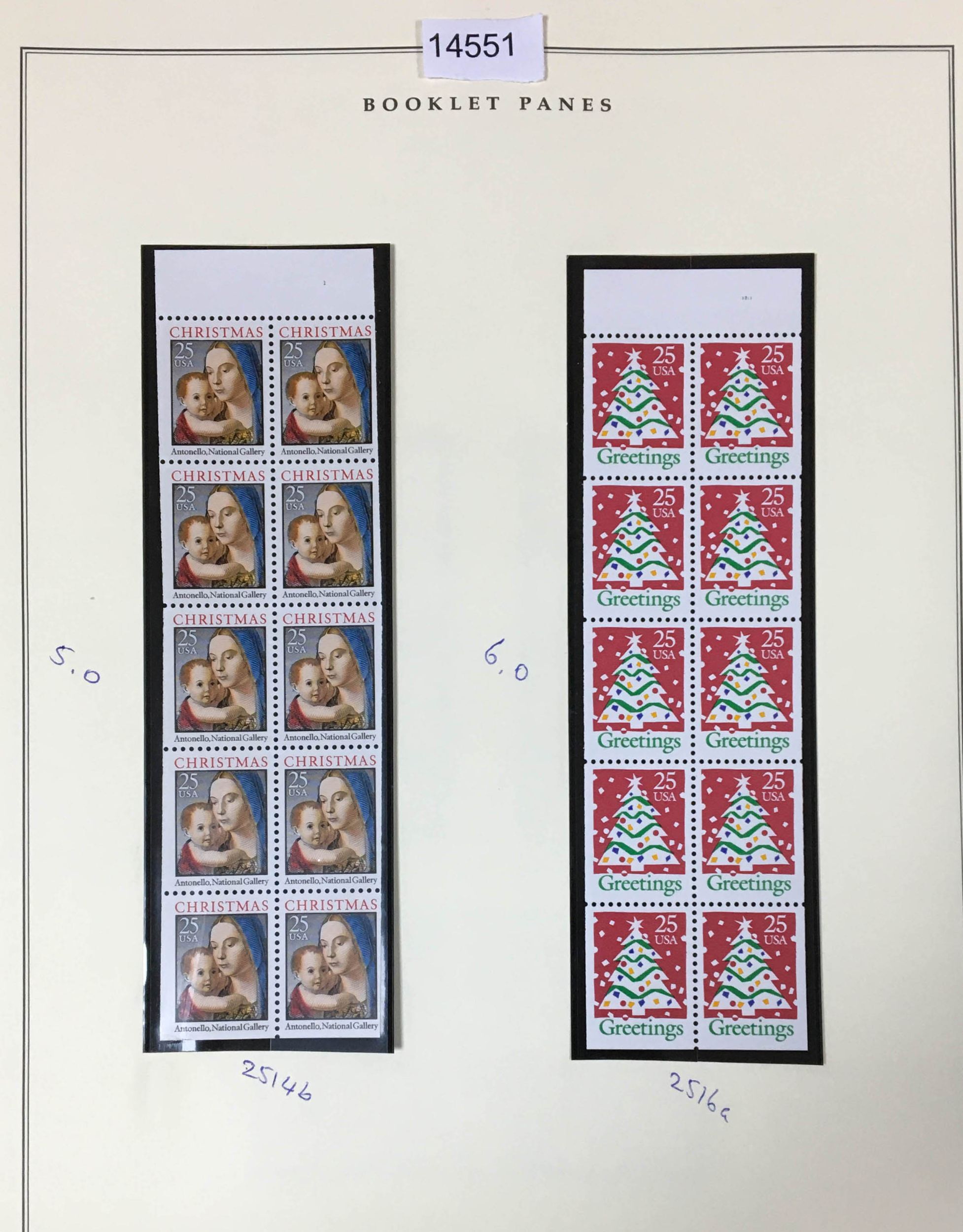 US Stamps # Booklet Panes Collection Mint OG 5 Pages CAT. $44 LOT ...