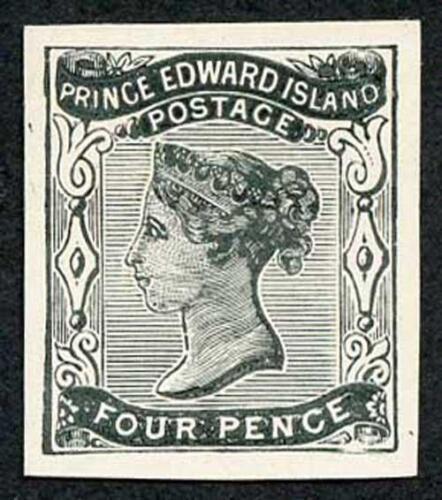Prince Edward Island 4d reprint plate proof in black on thick paper ...
