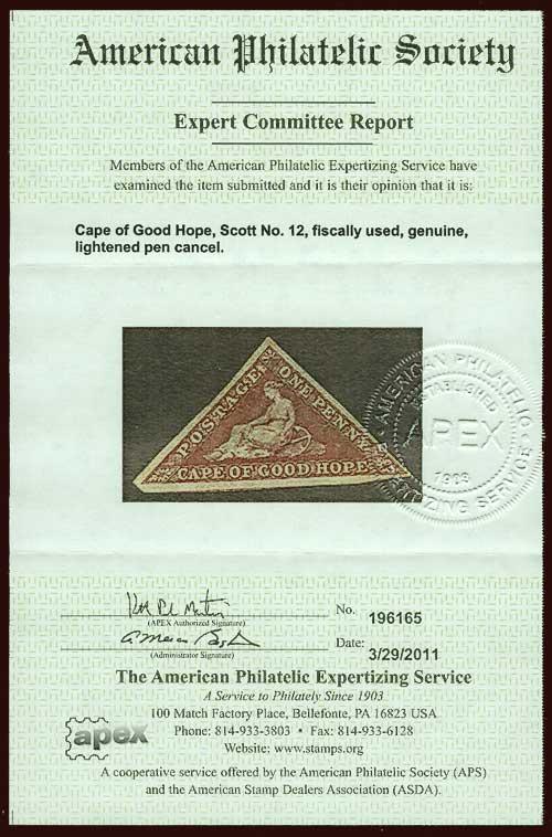 CAPE OF GOOD HOPE Scott #12b (SG 18b) 1863 used with RPS and APS ...