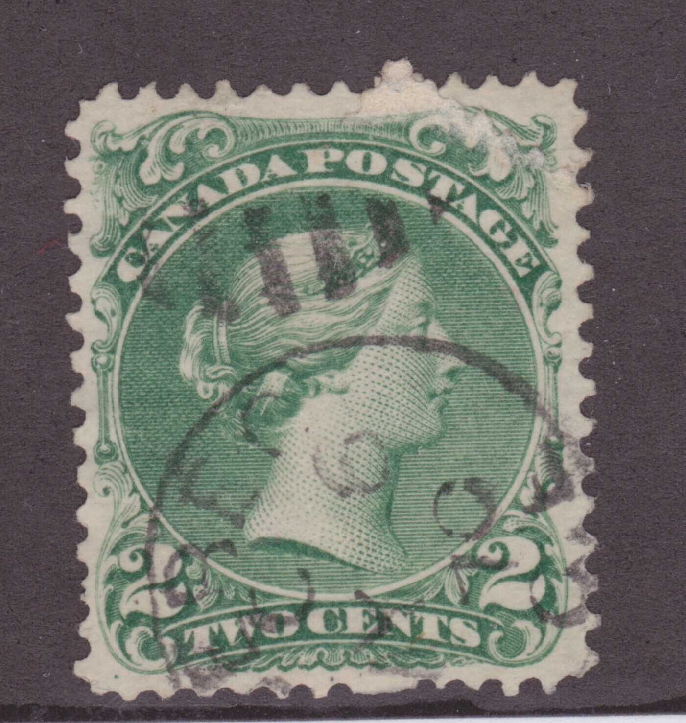 CANADA #24 very fine used 2c green Large Queen partial date | Canada ...
