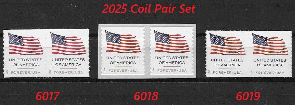 PCBstamps US 2525 Flag Coil Pair Set #6017-#6019 (Single Set of 3), (2 ...