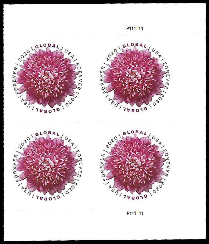 PCBstamps US #5460 PB $4.80(4x{$1.20})Chrysanthemum, MNH, (PB-2a ...