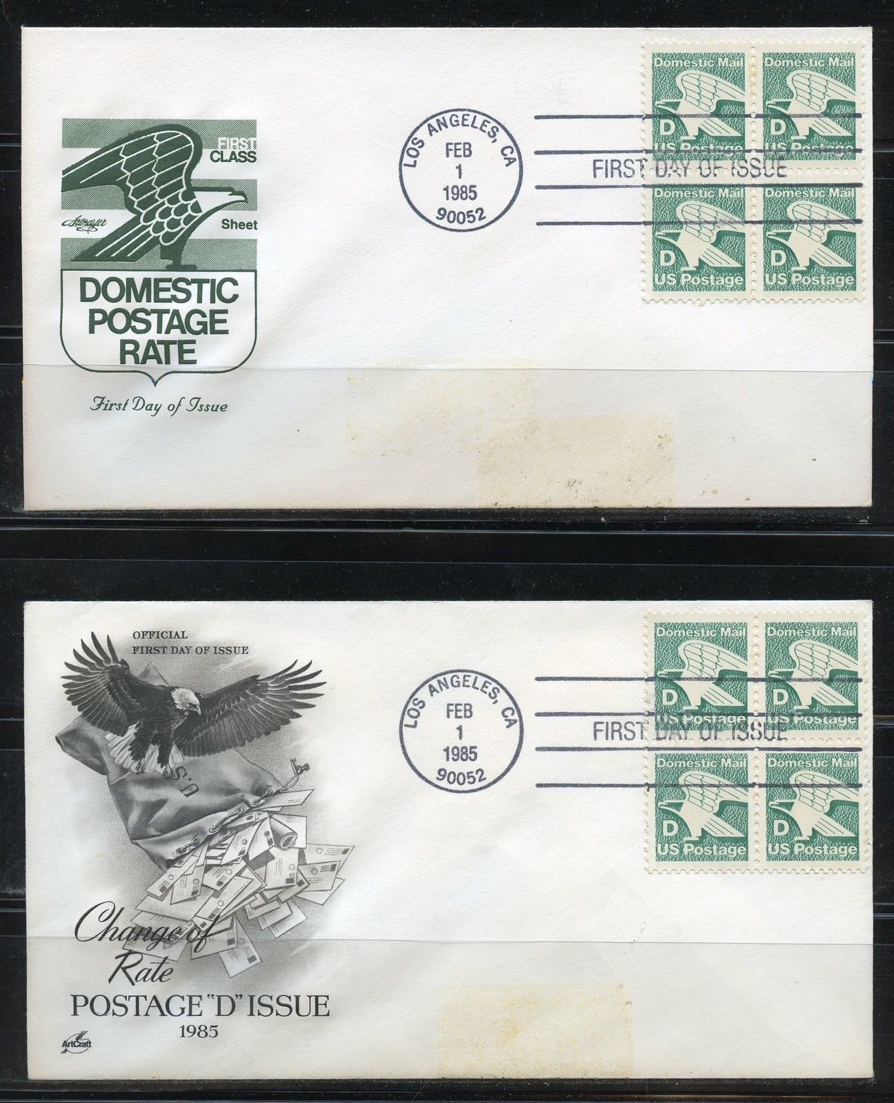 UNITED STATES 1985 'D' STAMP LOT OF 4 DIFFERENT FIRST DAY COVERS / HipStamp