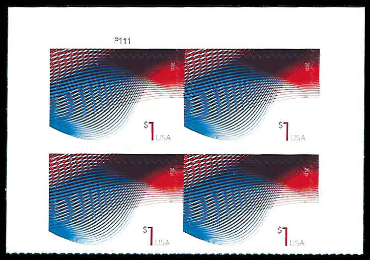 PCBstamps US #4953 PB $4.00(4x$1.00)Patriotic Wave, P1111, MNH, (PB-1a ...