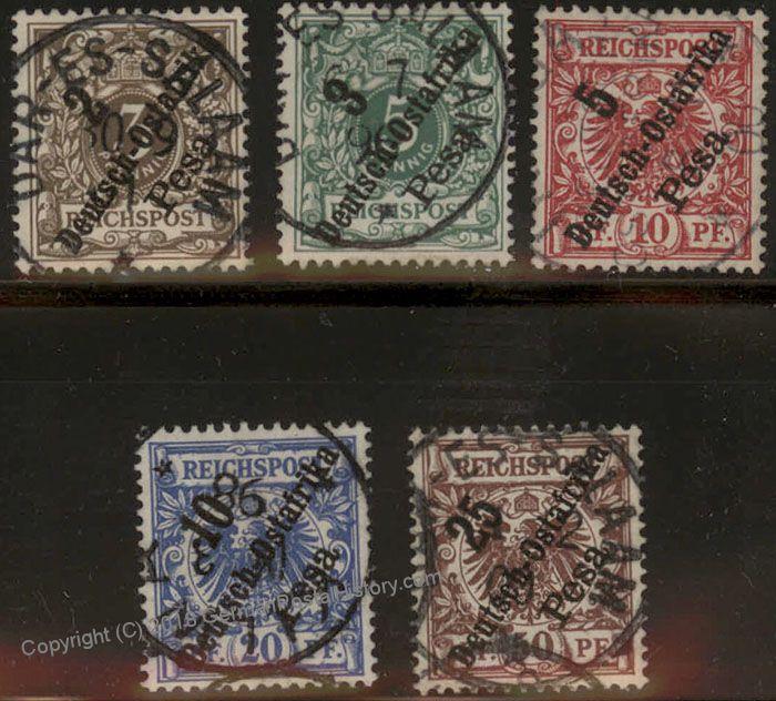 Germany 1896 East Africa Ostafrika DOA Michel 6-10 Used Stamp Set 89947 ...