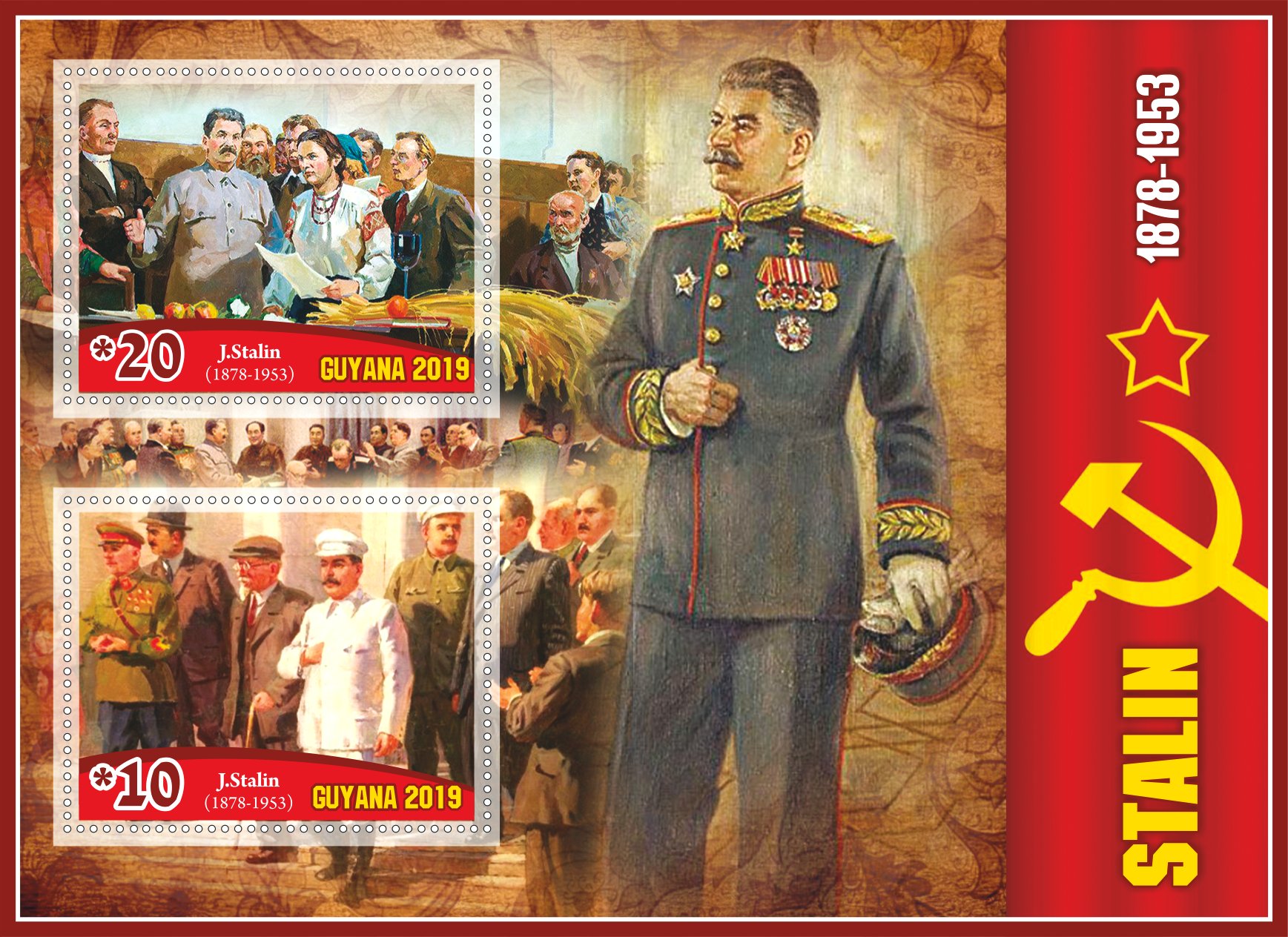 Stamps. Famous people. Joseph Stalin 2019 1+1 sheets perforated ...