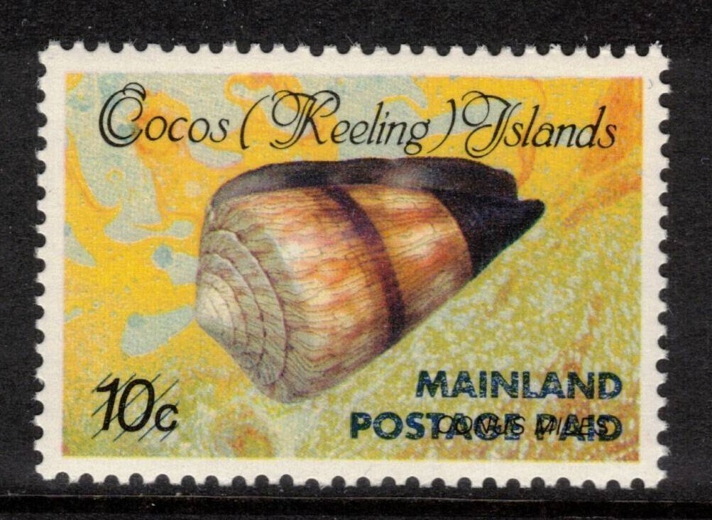 COCOS (KEELING) ISLANDS 1990 (43c) on 10c Provisional Surcharge; Scott ...