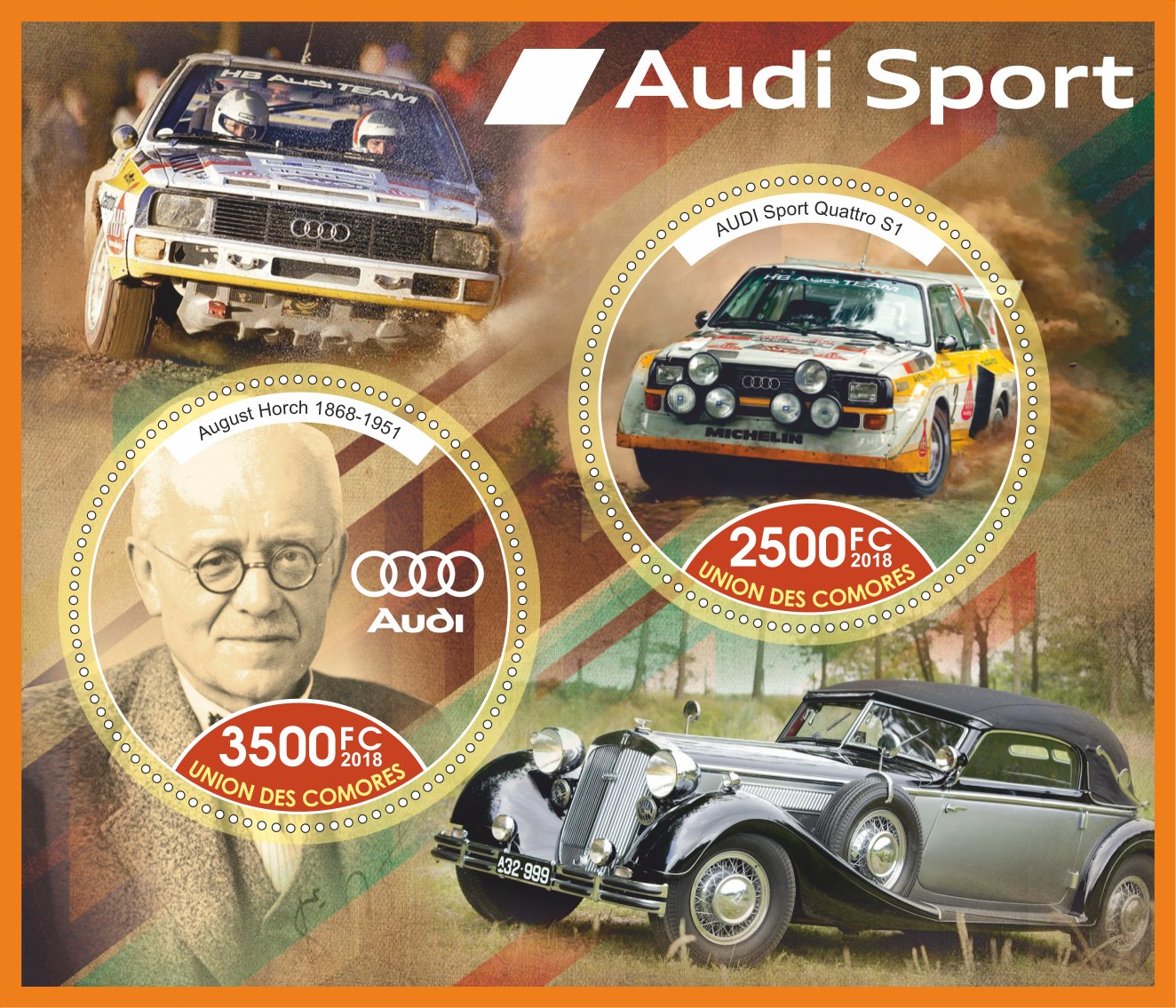 Stamps. Cars. Audi sport 2018 1+1 sheets perforated | Africa - Comoro ...