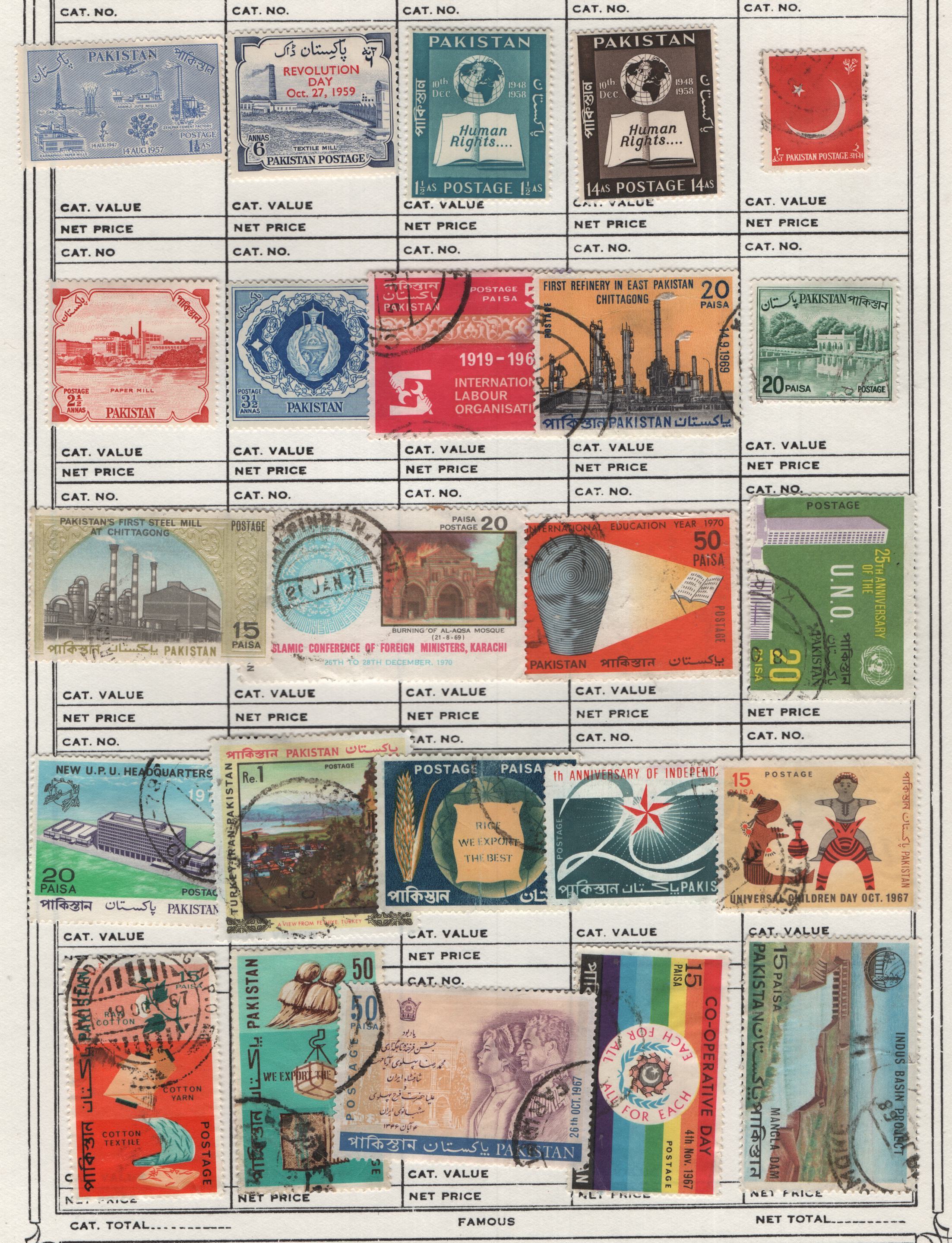 Pakistan Collection of 75 Mint and Used Stamps 4 Pages | Asia ...