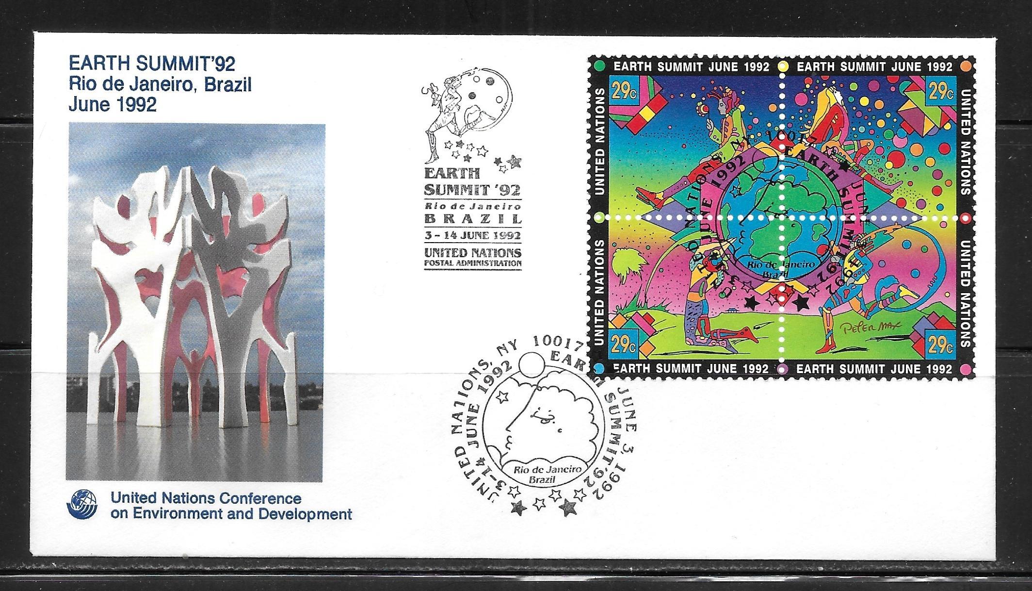 United Nations New York 608a 1992 Earth Summit Geneva Cachet FDC ...