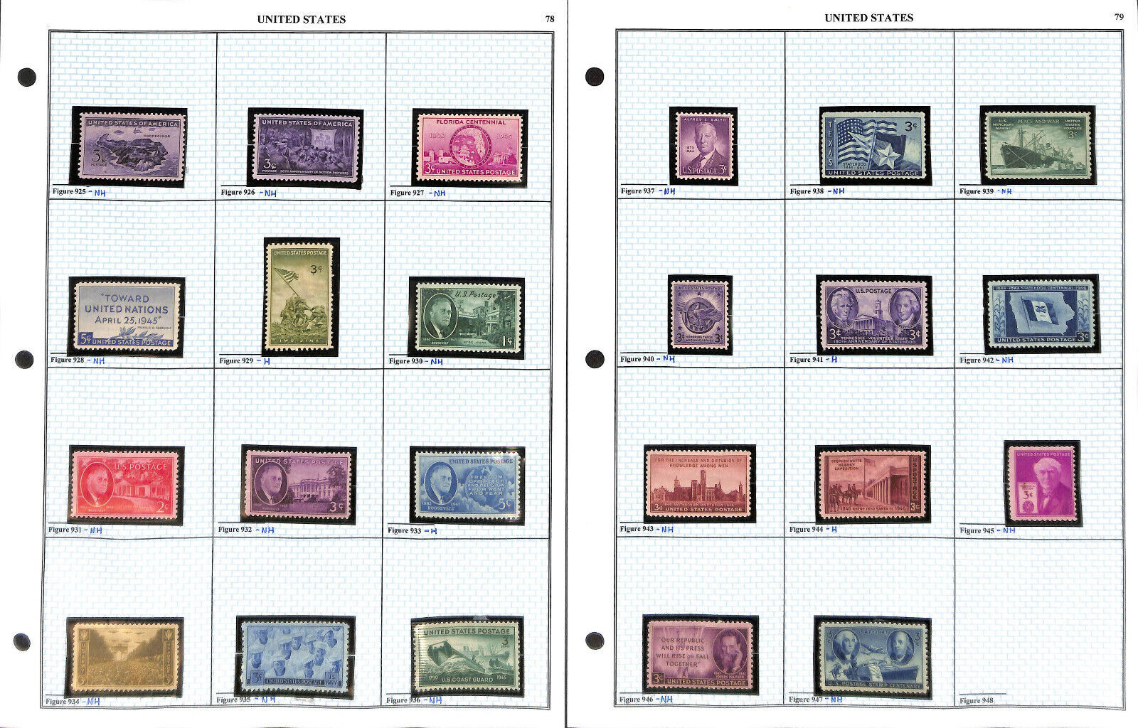 United States Stamp Collection on 48 Pages, Mint Between #925-1560 ...