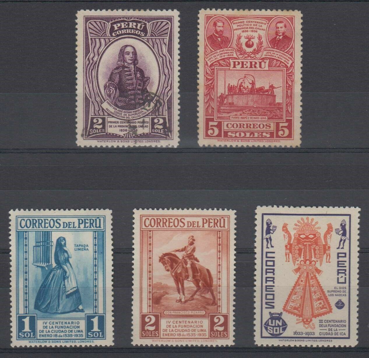 Peru 1935-36 Sc 330-31, 338 & 349-350 KEY & TOP Values Mint/Used+ €140. ...