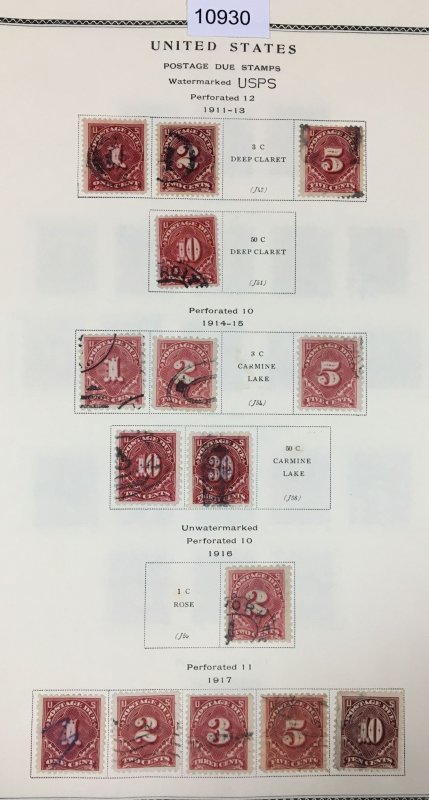 US Stamps 1879-1959 Postage DUE Stamps Used Collection LOT #10930 ...