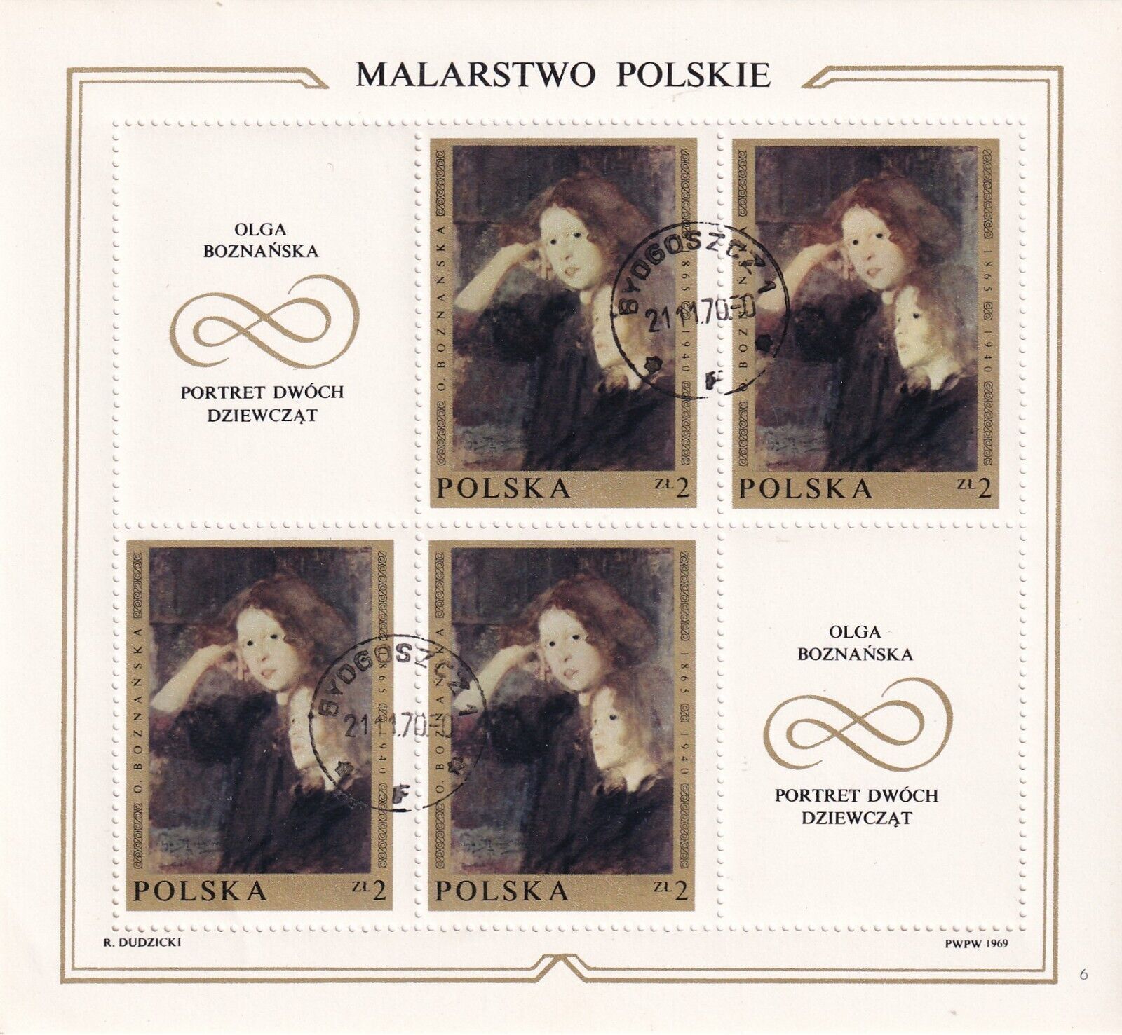 SA24b Poland 1969 Polish Paintings - Olga Boznanska, used sheet with ...
