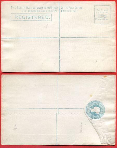 RP10 QV 2d Blue Registered Envelope size G Mint In GREEN VERY RARE ...