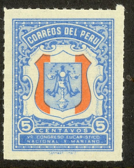 PERU 1954 5c National Marian Eucharistic Congress Postal Tax Stamp Sc ...