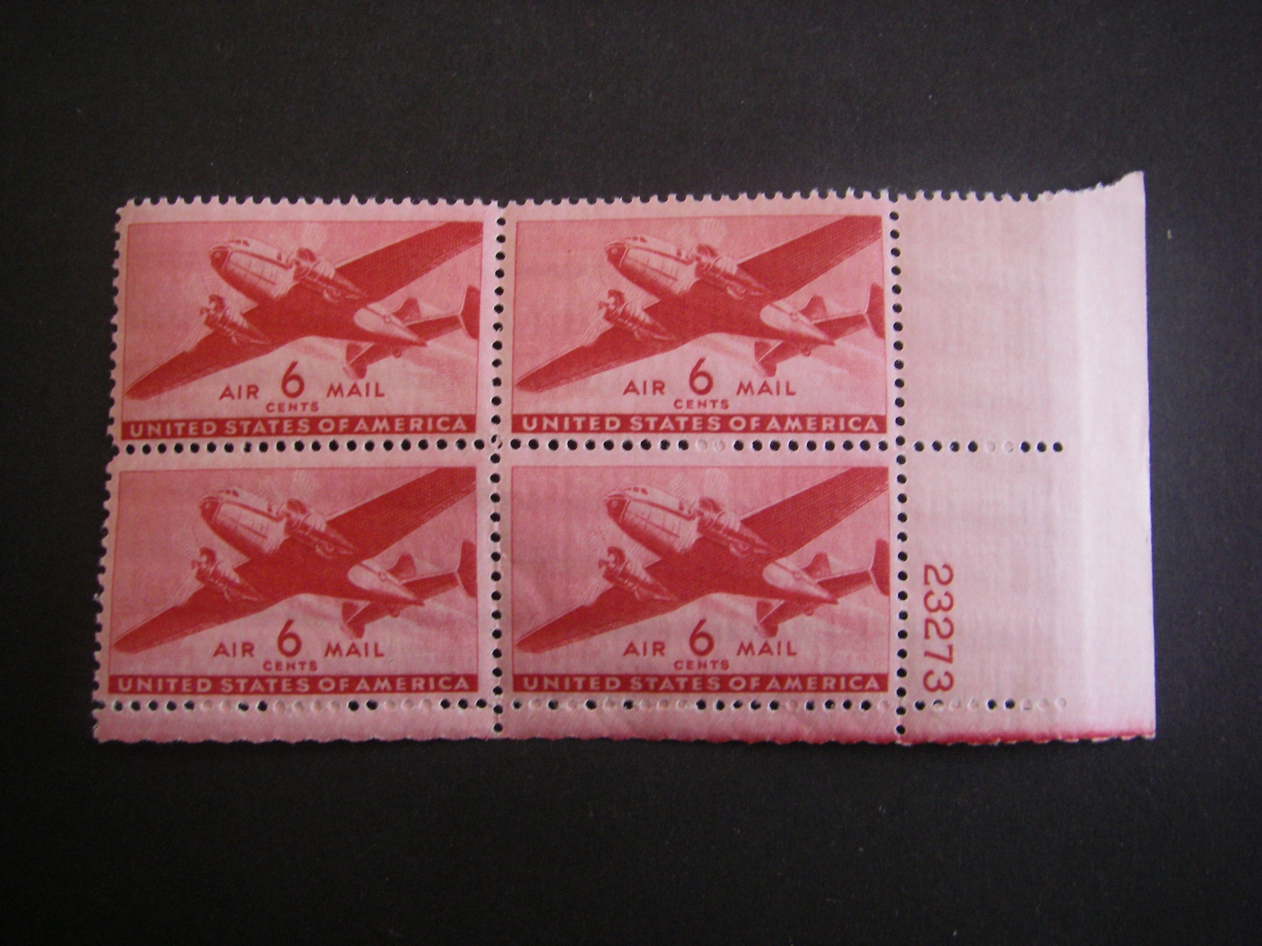 Scott C25, 6c Twin Motored Transport, PB4 #23273 LR, MNH Airmail Beauty ...