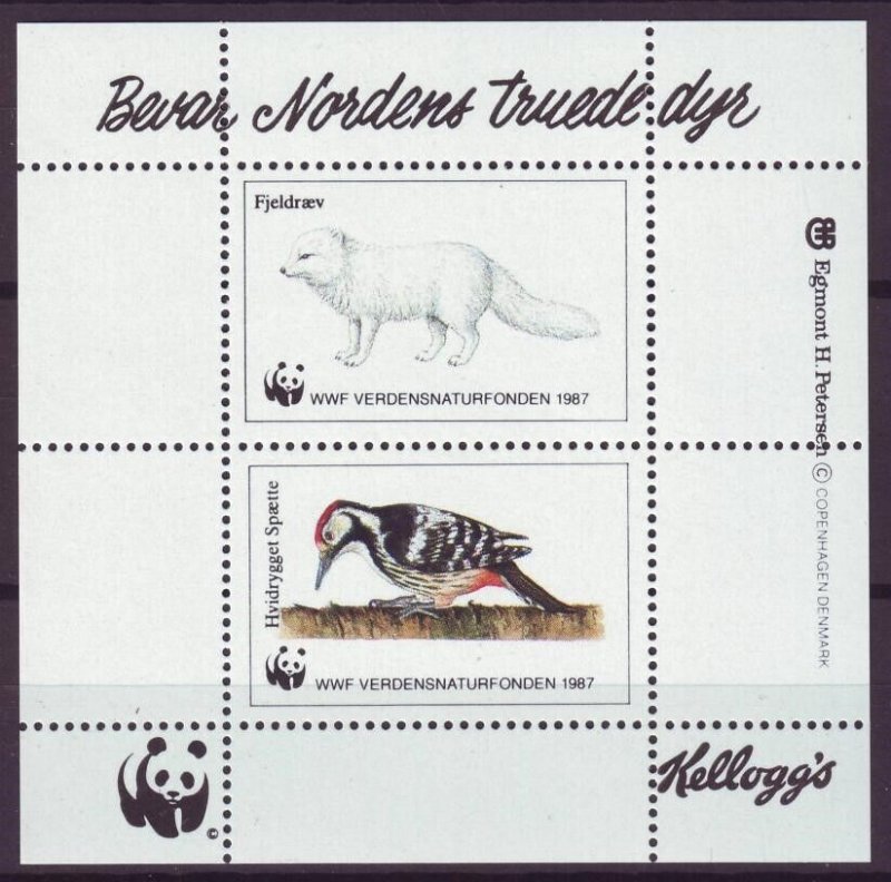 Denmark WWF Kellogg's Sheet Poster Stamp Sheet Mountain Fox ...