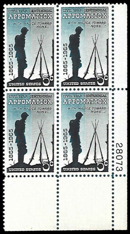 PCBstamps US #1182 PB 20c(4x5c)Appomattox, 28073, MNH, (PB-4) | United ...