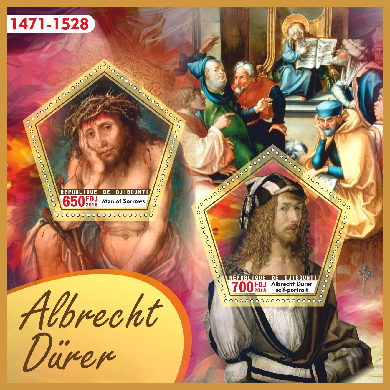Stamps. Art, painting, Albrecht Durer 2018 1+1 sheets perforated ...