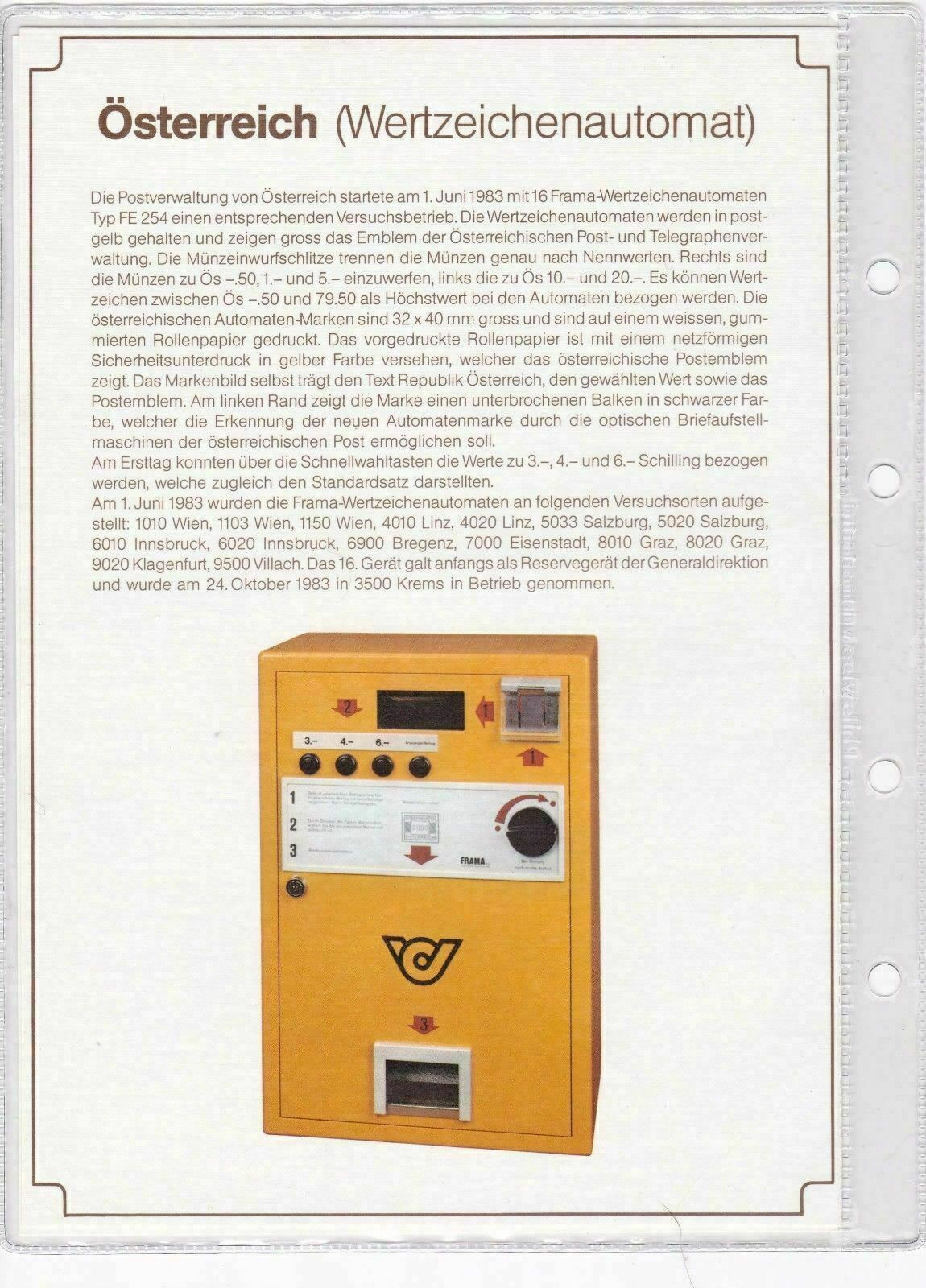 Austria a.T.M. Automatic Vending Machine Stamps Labels & Illustration R ...