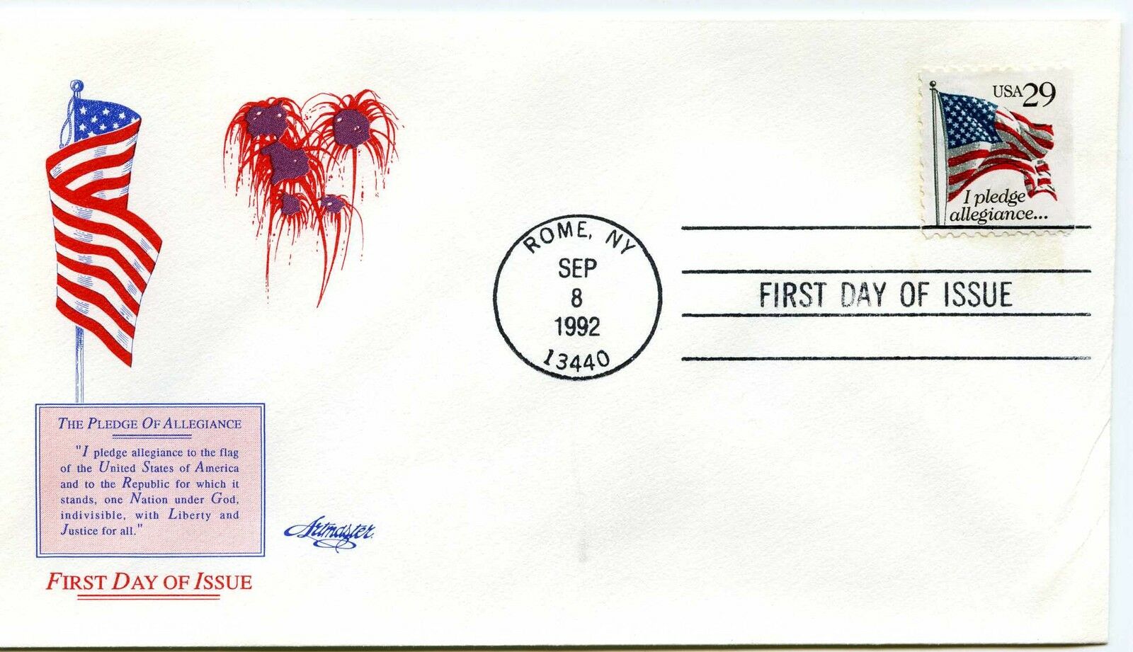 2593 29c (black) Pledge of Allegiance Artmaster, FDC / HipStamp