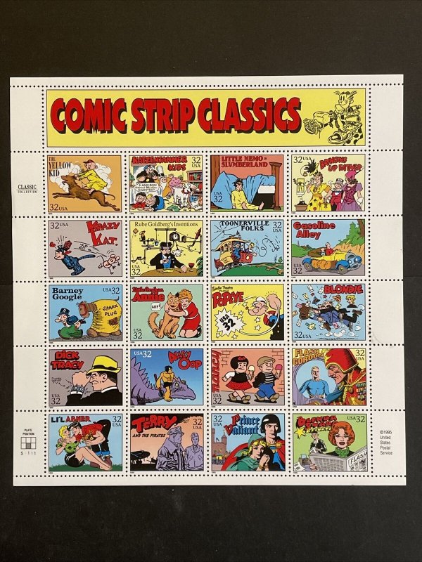 1995 sheet of postage stamps Comic Strip Classics, Sc# 3000 | United ...