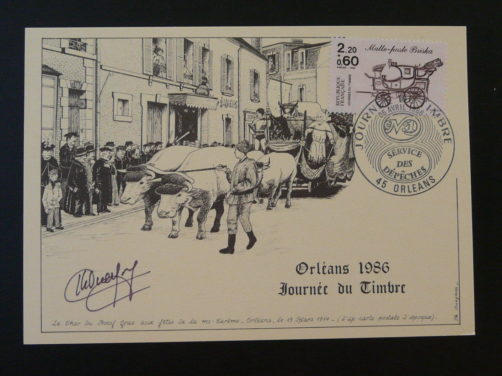 domestic animal ox cart religious procession FDC card France stamp day ...