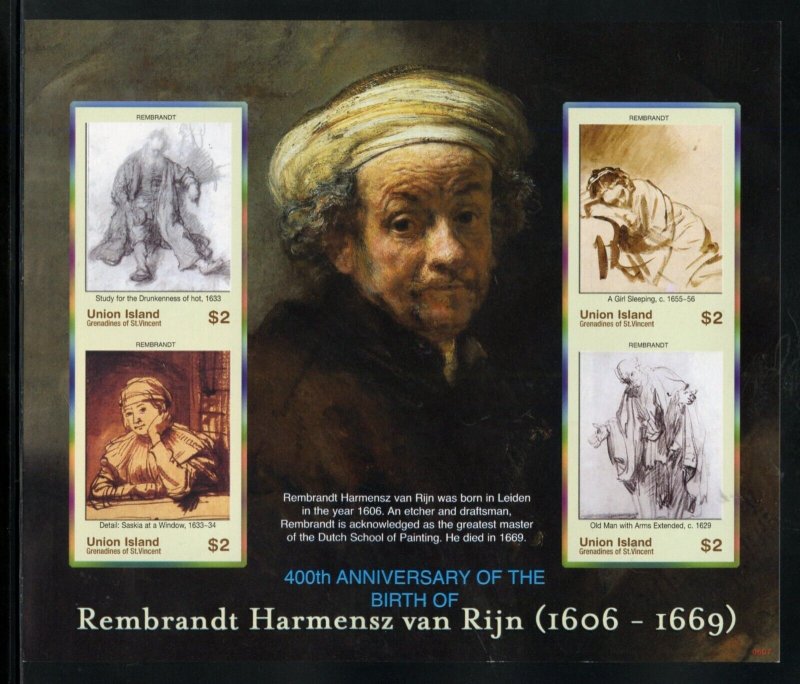 Clearance Sale Union Scott #314/15 Rembrandt Imperf Sheet SET Mint NH ...