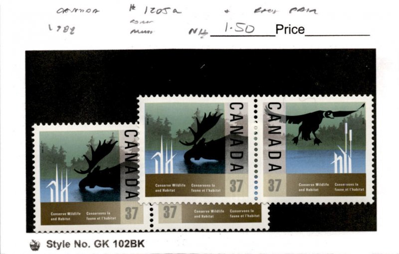 Canada, Postage Stamp, #1205a (2 Ea) Pair Mint NH, 1988 Moose, Duck (AC ...