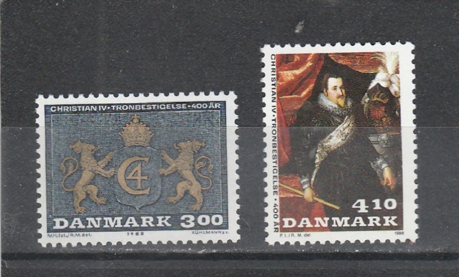 Denmark Scott# 847-848 MNH (1988 Accession of Christian IV) | Europe ...