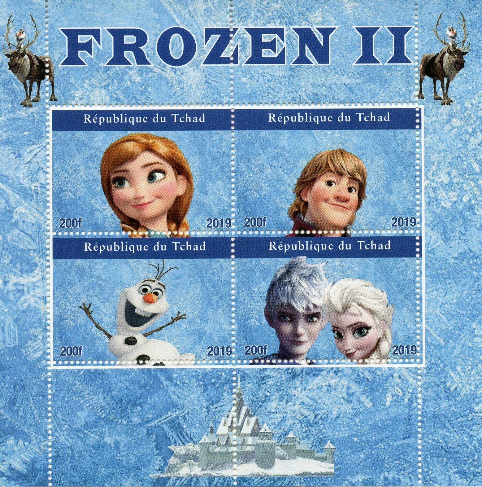 Disney Stamps Chad 2019 MNH Frozen 2 Elsa Olaf Cartoons Animation 4v M ...