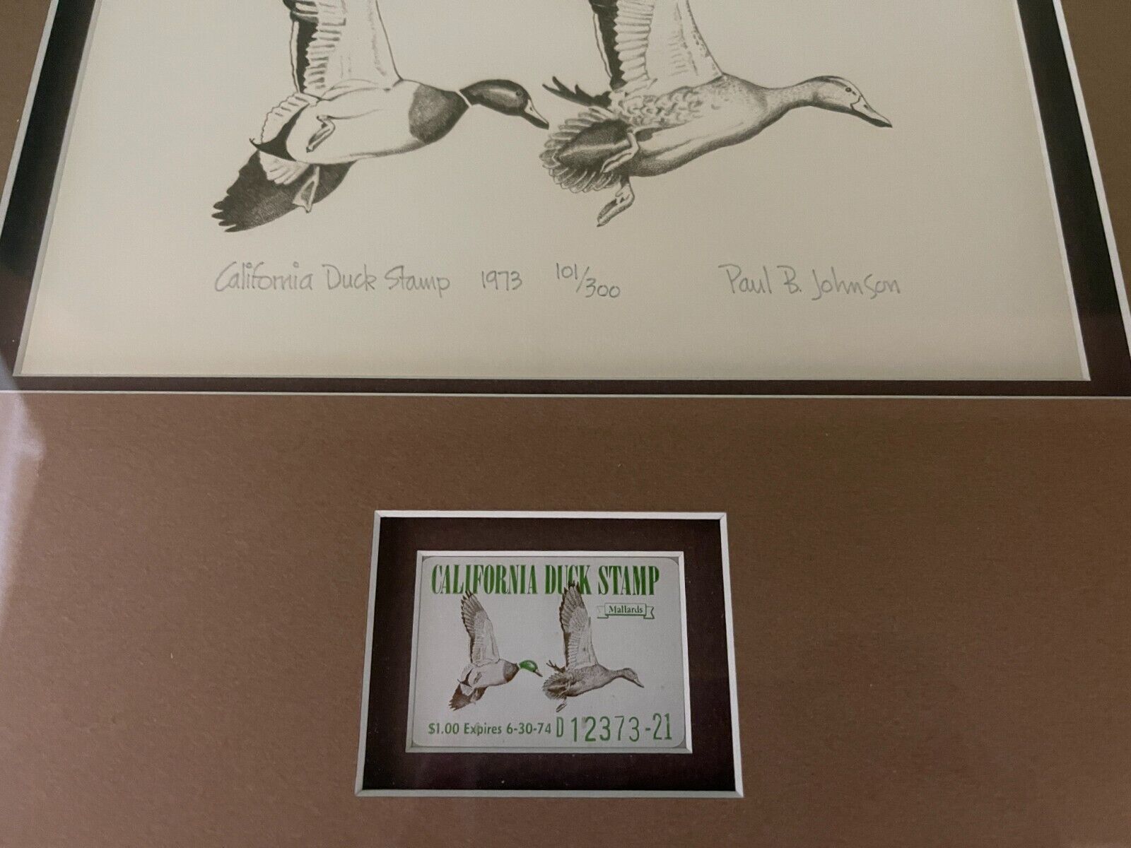 1973 California State Duck Stamp Print - Mallards - by Paul Johnson ...