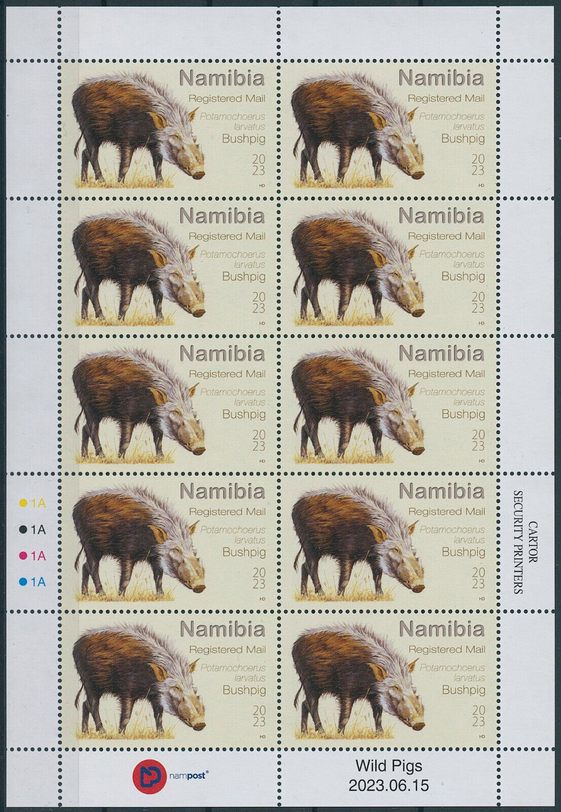 Namibia Stamps 2023 MNH Wild Pigs Warthog Bushpig Wild Animals 2x 10v M ...
