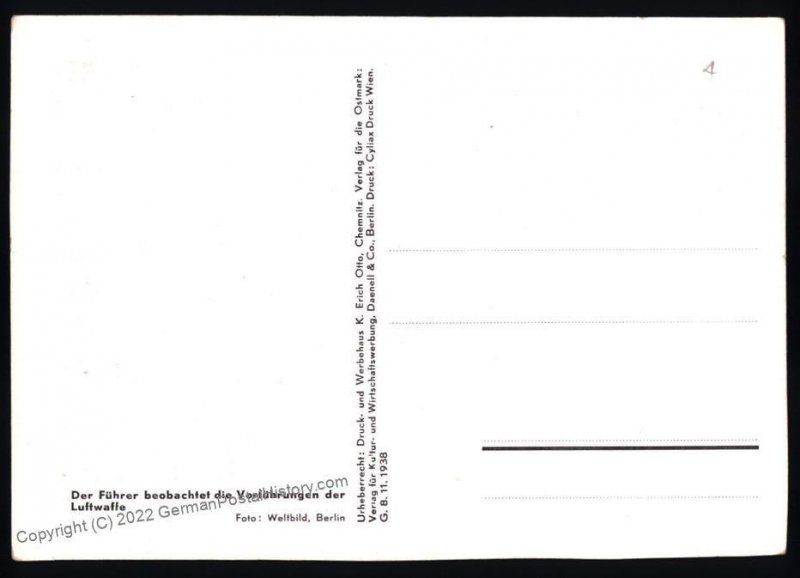 3rd Reich Germany Adolf Hitler Luftwaffe Propaganda Card UNUSED 105190 ...