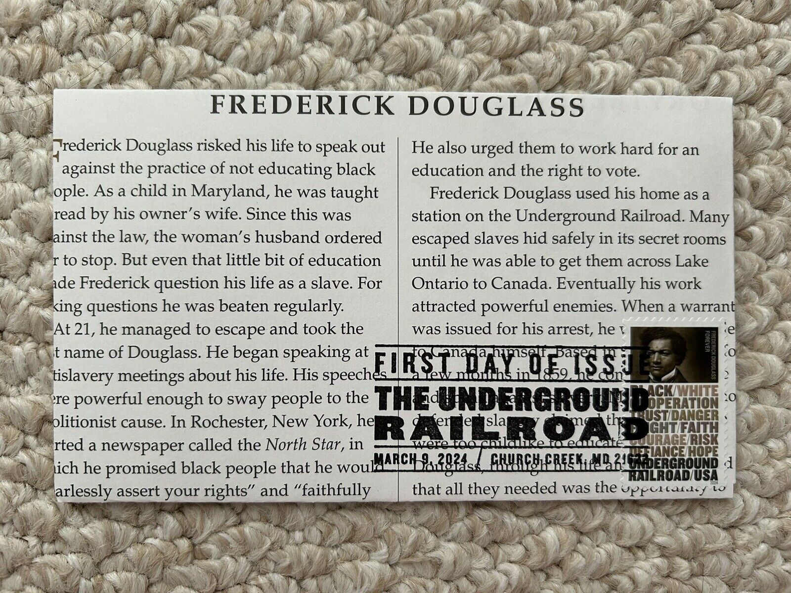 2024 The Underground Railroad FDC Hand Craft Storybook Cachet Frederick ...