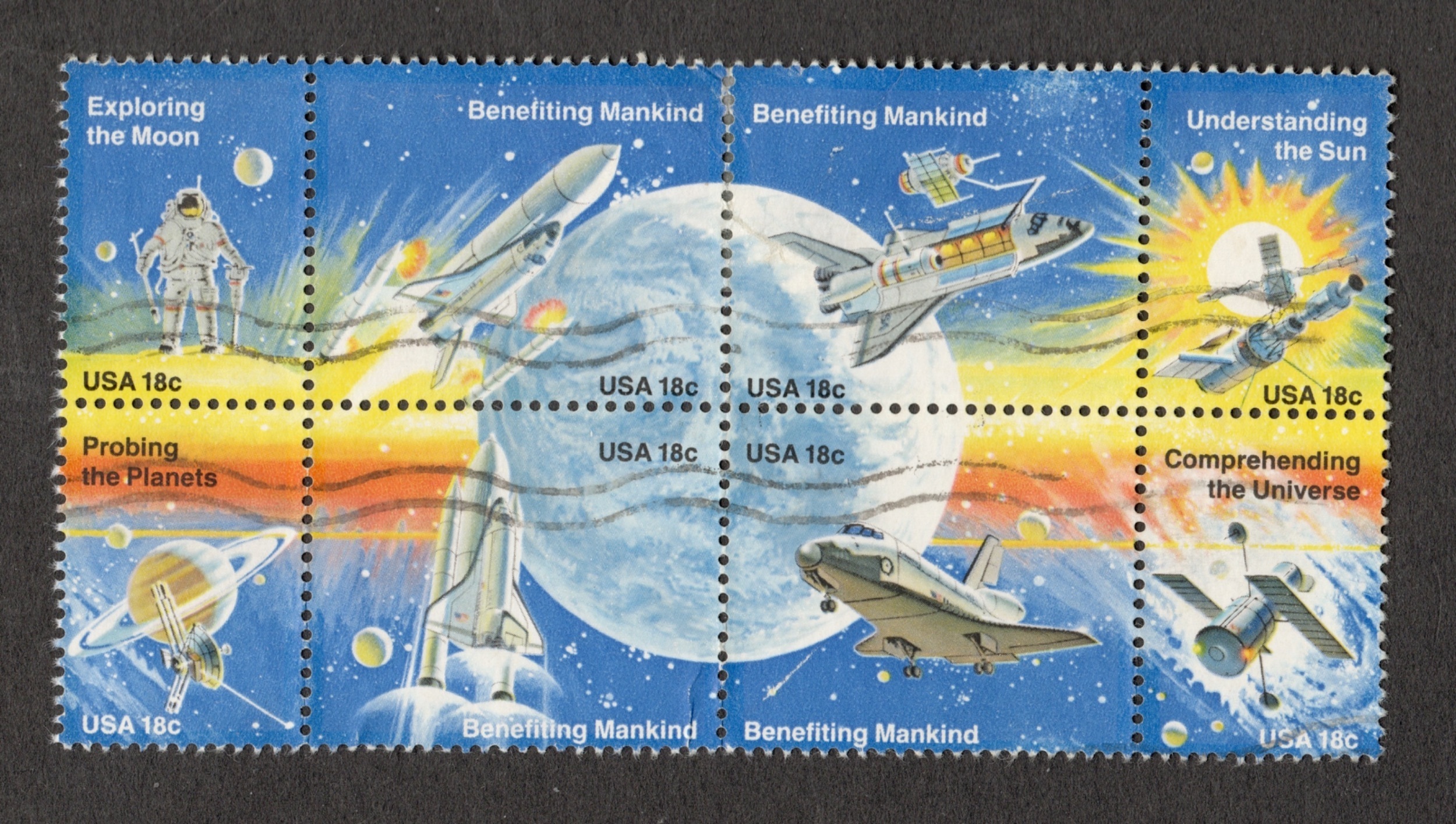 Scott # 1912-1919 used Block of 8 4 perf separation under hinge ...