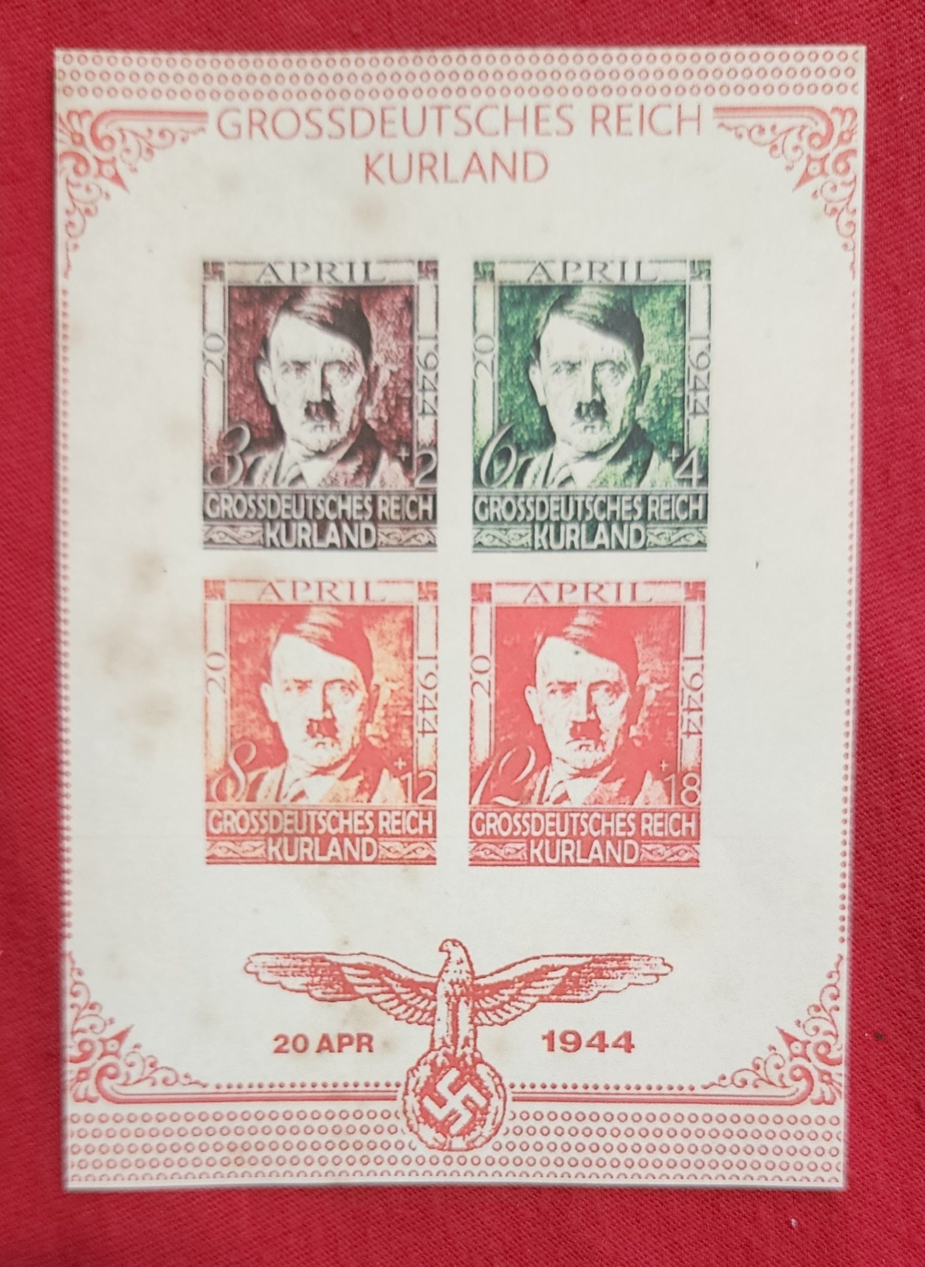 Nazi Germany Souvenir Stamp Sheet Adolf Hitler birthday Third Reich WW2 ...