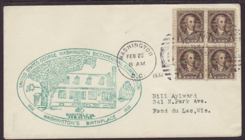 George Washington Bicentennial Birthplace 1932 Cover | United States ...