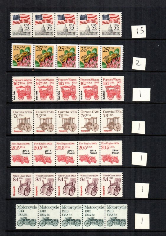 United states 7 MNH plate number strips | United States, General Issue ...