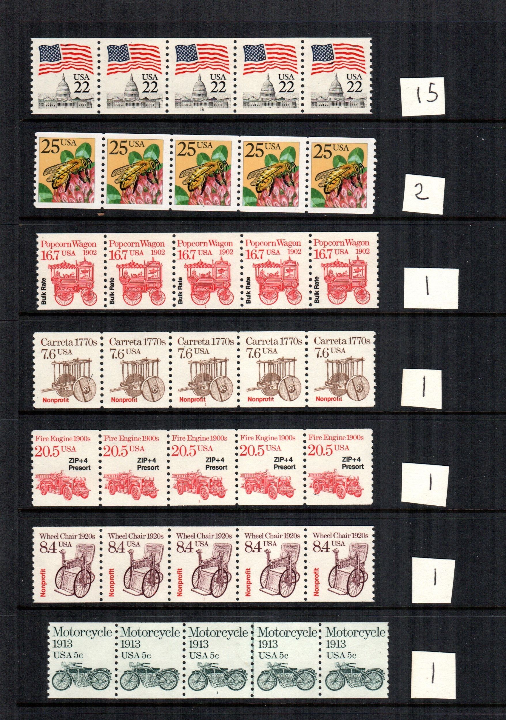 United states 7 MNH plate number strips | United States, General Issue ...
