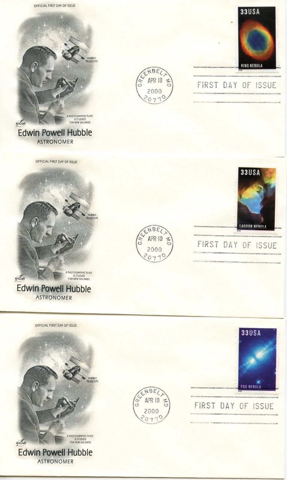 United States Artcraft 2000 Edwin Powell Hubble First DAY Covers SET of ...