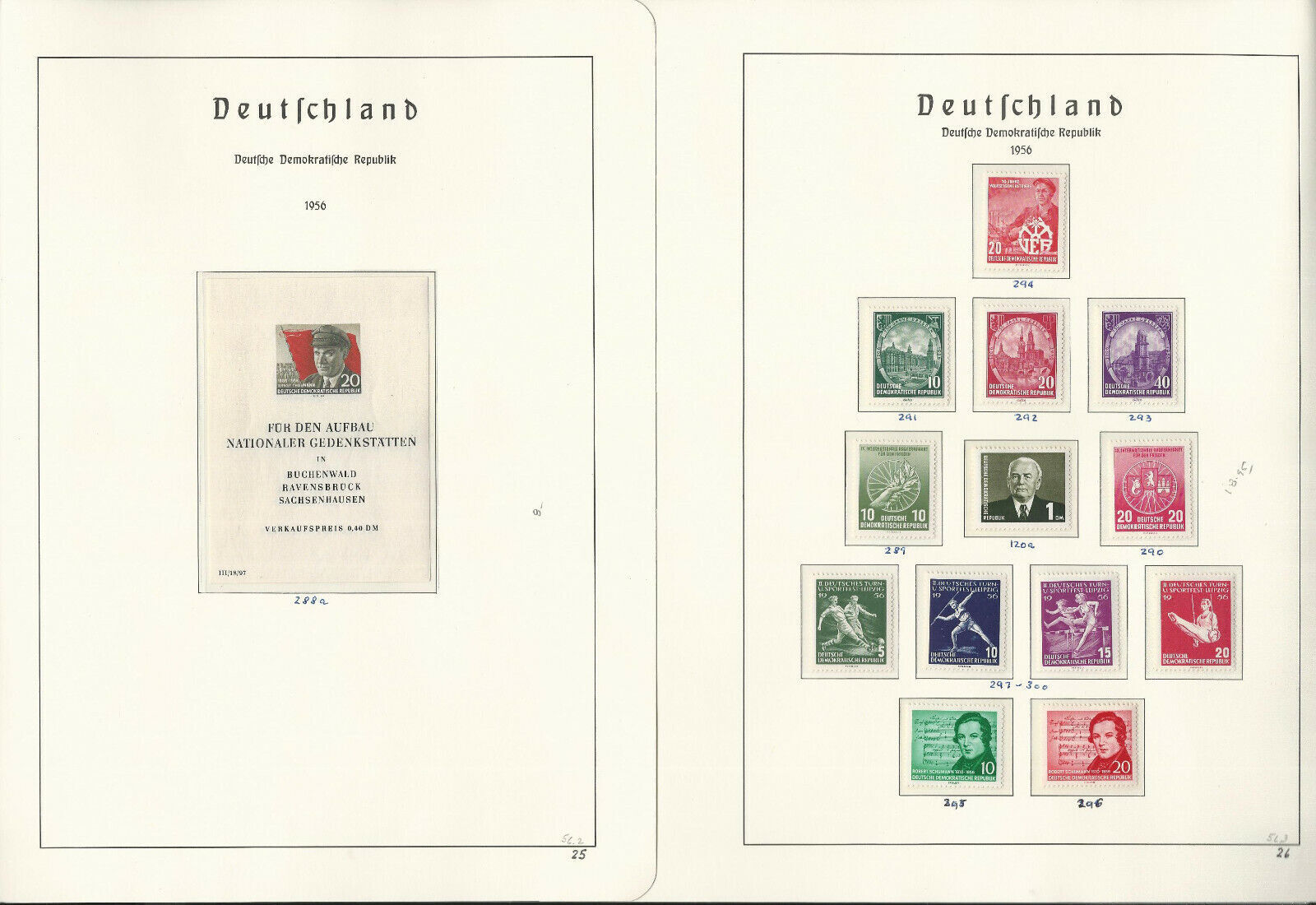 Germany DDR Stamp Collection on 24 Hingless Lighthouse Pages, 1956-59 ...