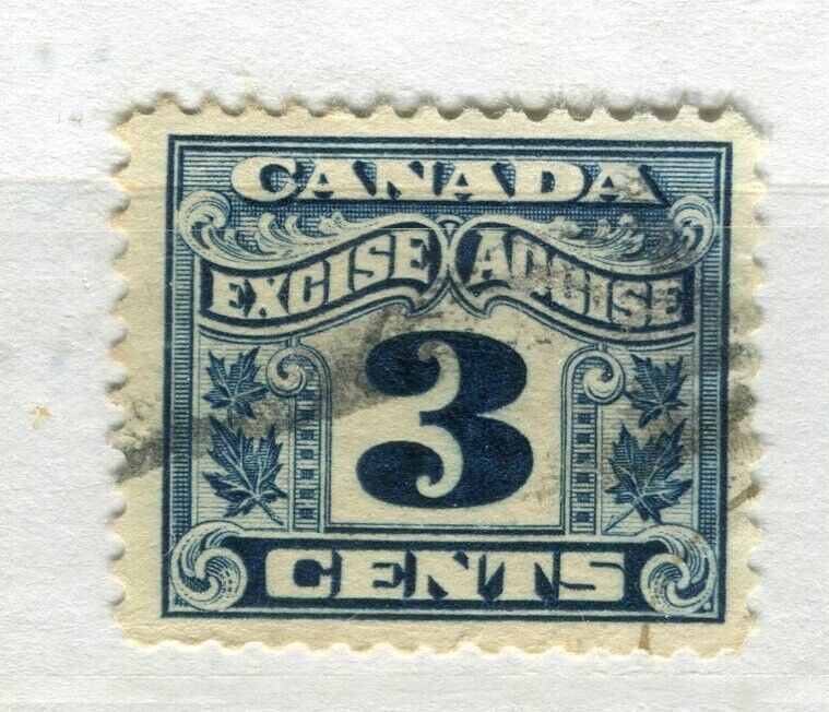 CANADA; Early 1900s GV Revenue Excise Accise Stamp fine used 3c. value ...